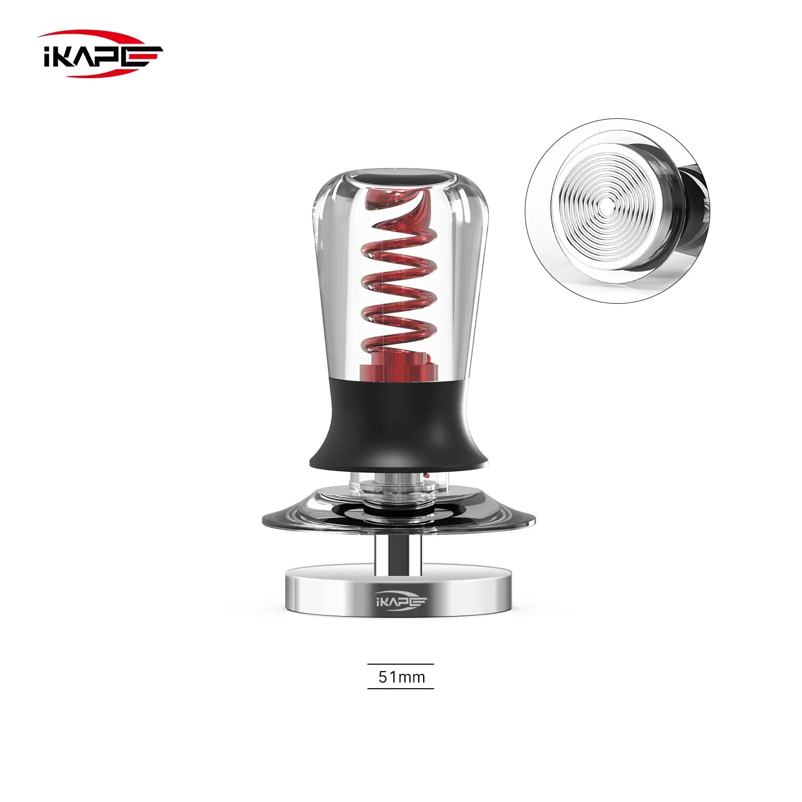 IKAPE V3 Тампер для эспрессо Красный, Transparent 51mm