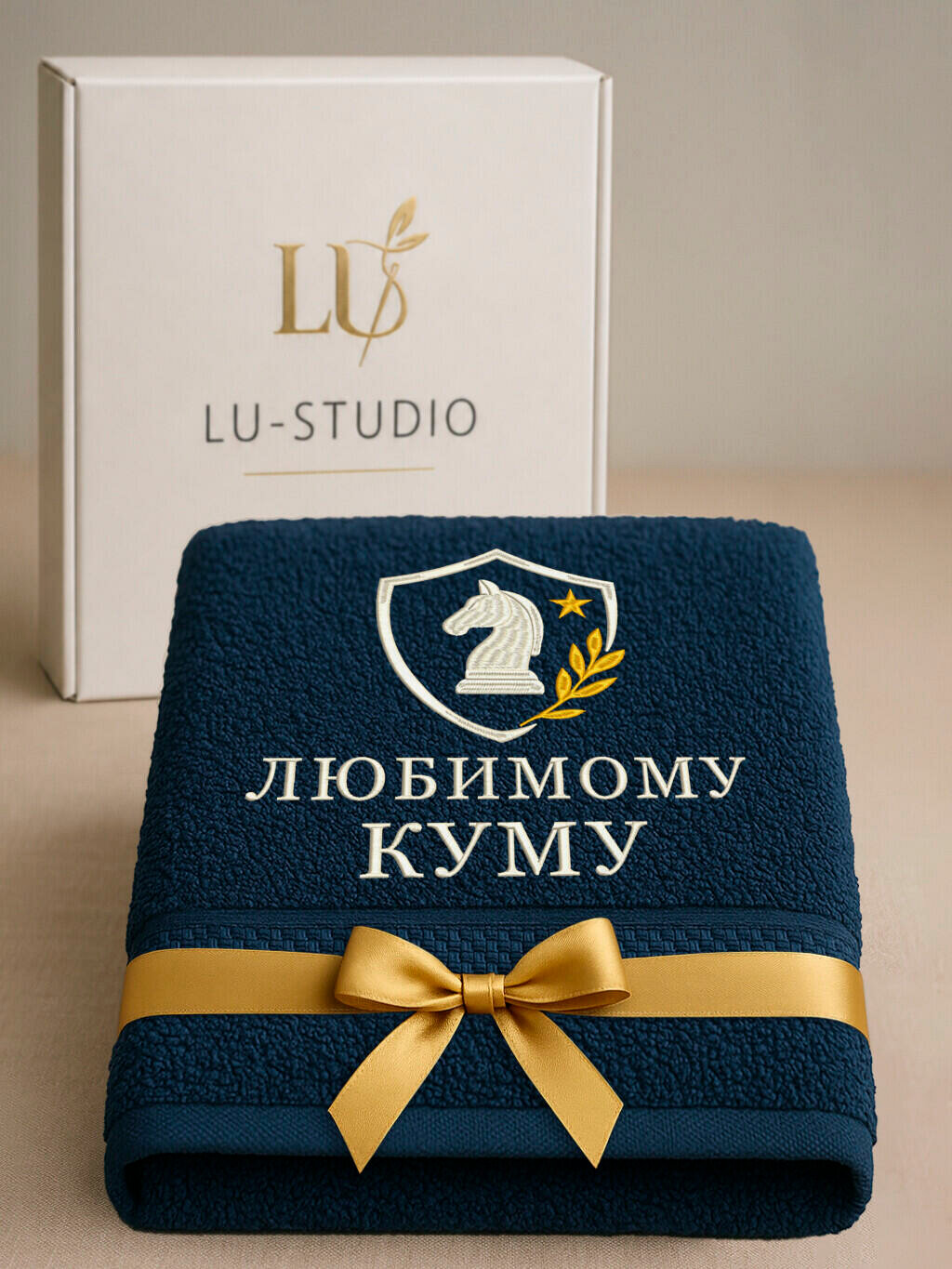 Подарок любимому куму банное полотенце, LU-Studio, синий, 460 г/м², 100% хлопок