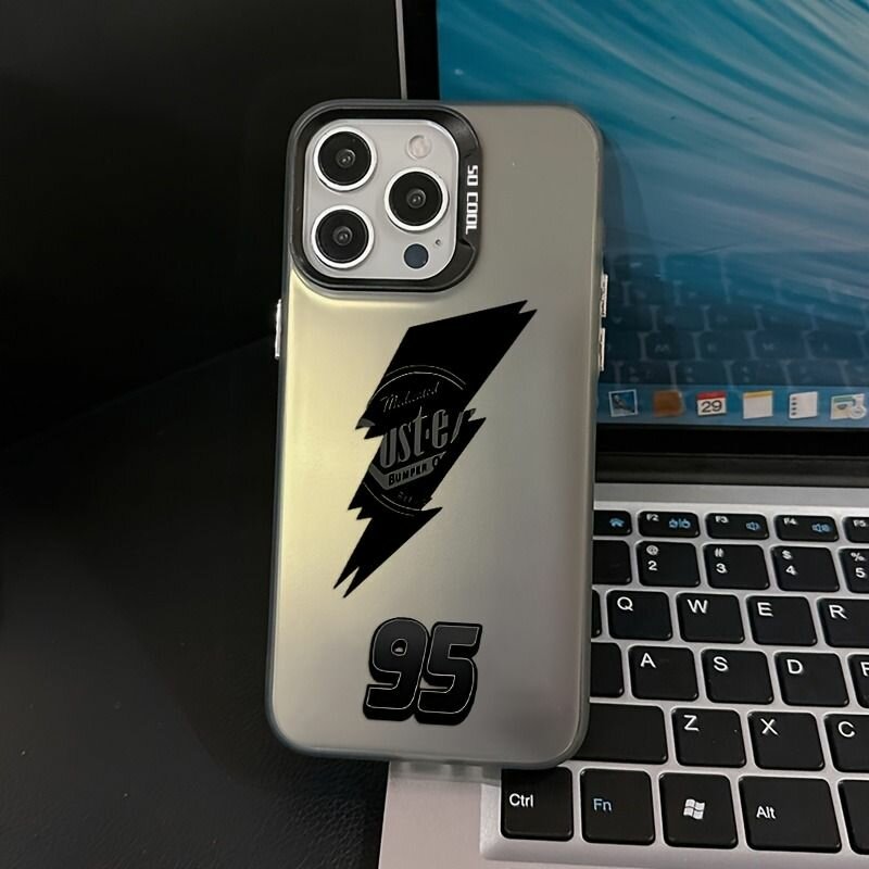 Чехол на Aйфон 13 Про Макс / IPHONE 13 PRO MAX черный с дизайном "Молния и 95", силиконовый антиударный