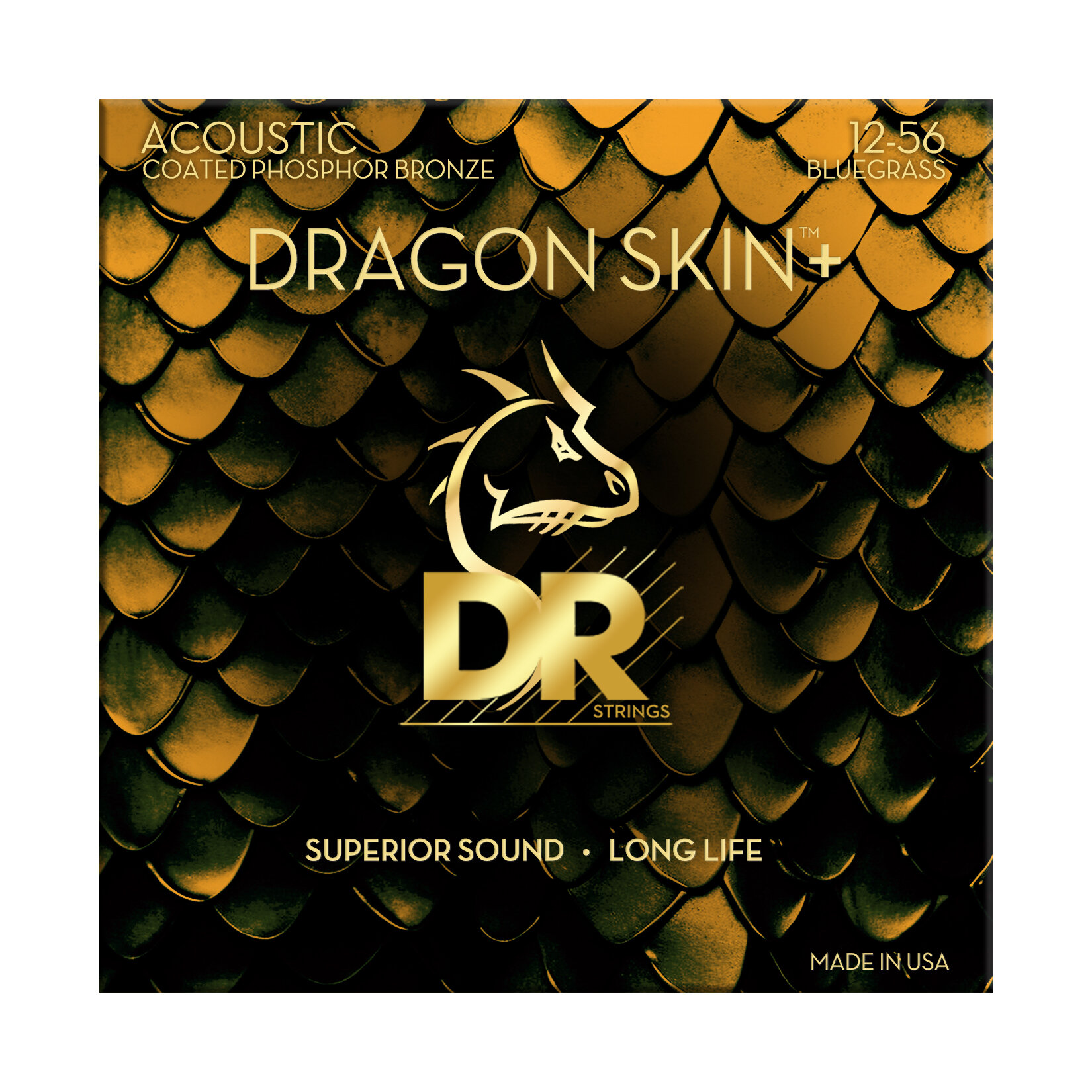DR DAP-12/56 - струны для акустической гитары, Калибр: 12-56, Серия: DRAGON SKIN+™, Обмотка: фосфористая бронза, Покрытие: микротонкое
