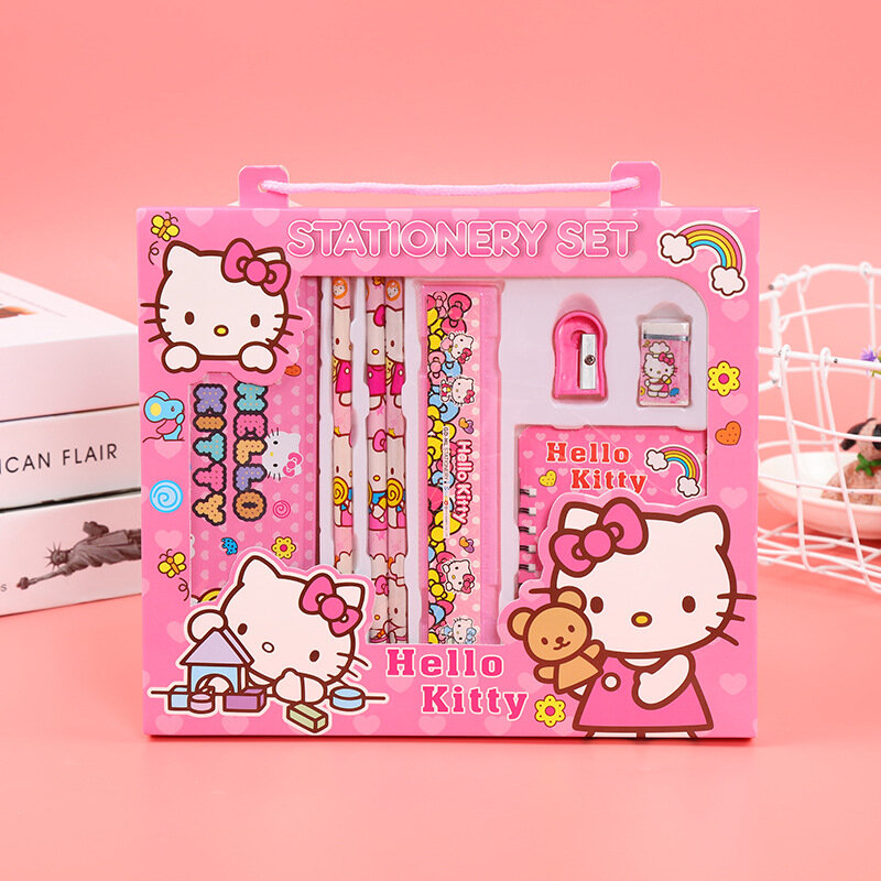 Детский канцелярский набор Hello Kitty в подарочной коробке, школьные принадлежности для девочек