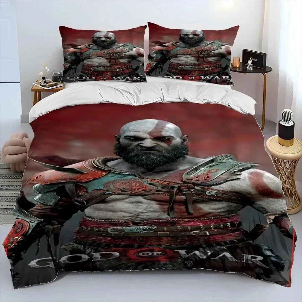 Комплект одеял God of War (Кратос) для геймеров, размеры Twin / Queen / King, в комплекте одеяло + наволочки, для мальчиков, девочек и взрослых