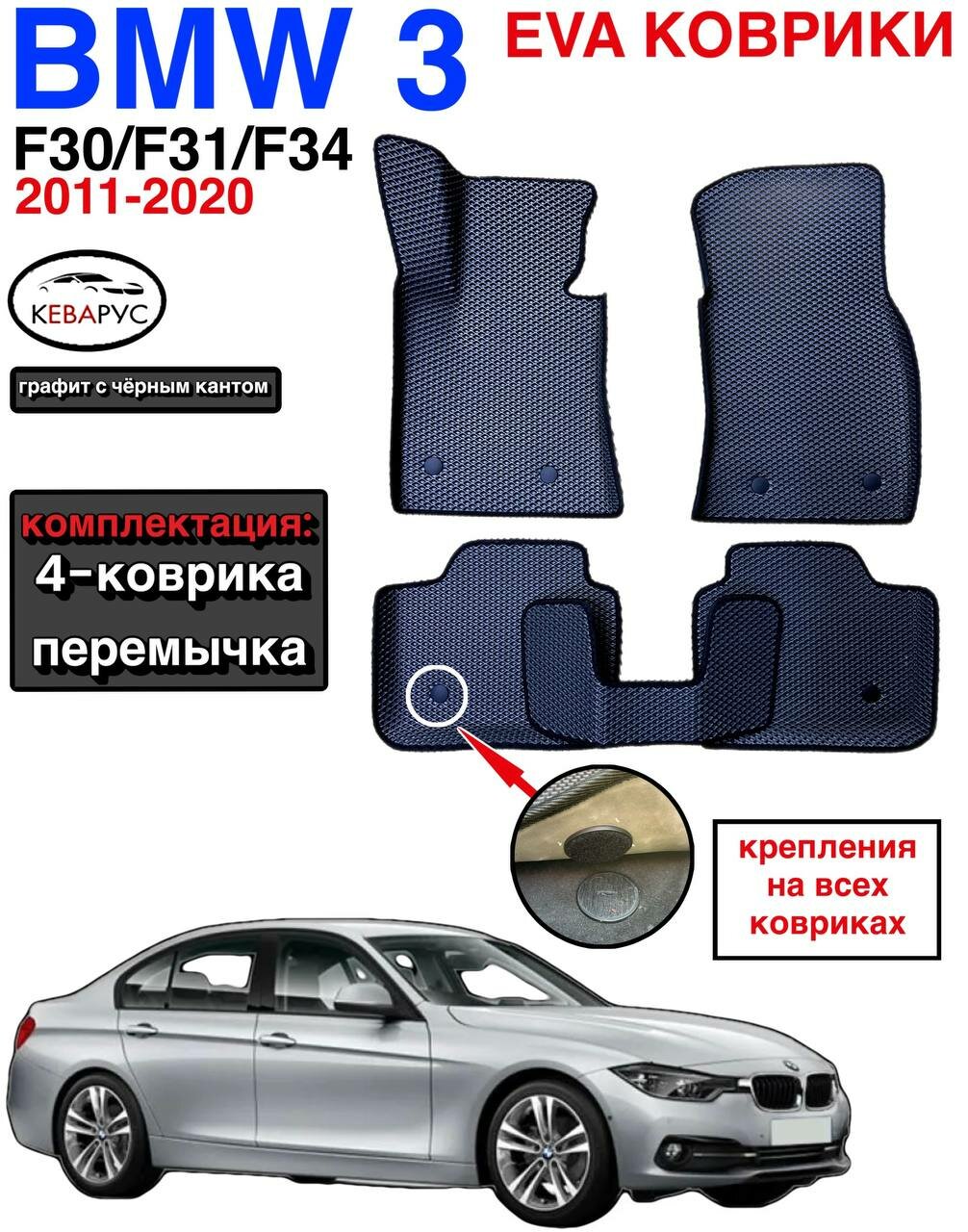 Комплект EVA с бортами для BMW 3 (F30/F31/F34) 2012-2019г./БМВ 3.