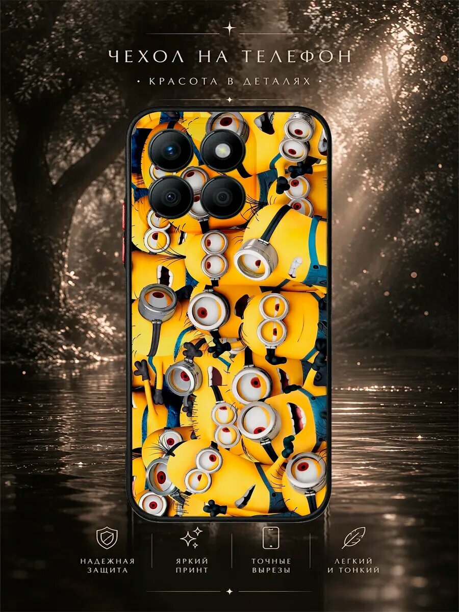 Матовый чехол на Honor X8B Коллаж миньонов