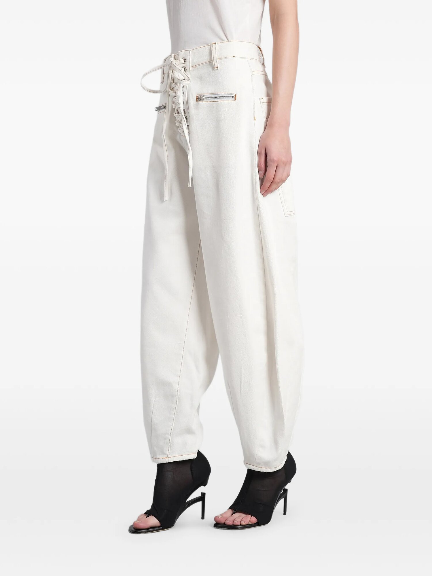 Джинсы Lace-up zip-pocket jeans 