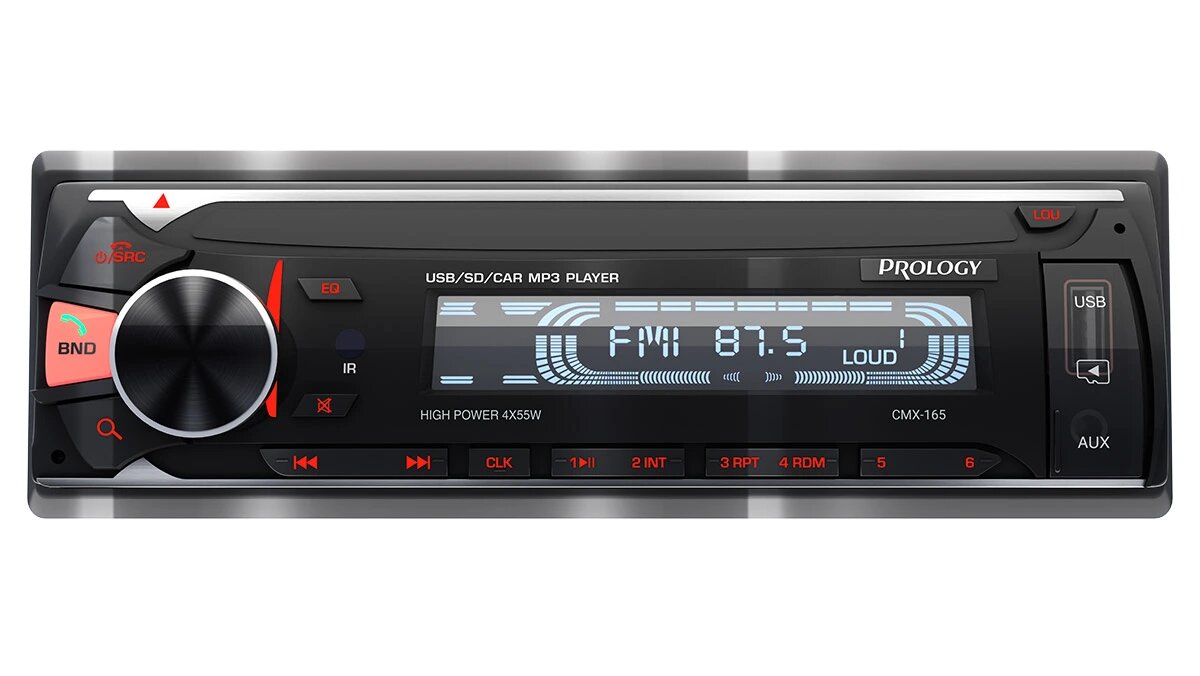 Автомагнитола Prology "CMX-165", с Bluetooth и подсветкой, 500г, монохромный экран, USB/SD