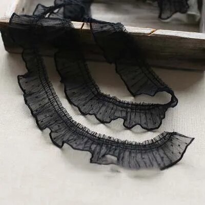 Кружевная тесьма AIWUJIA 30 ярдов 4 см для рукоделия Черный, black