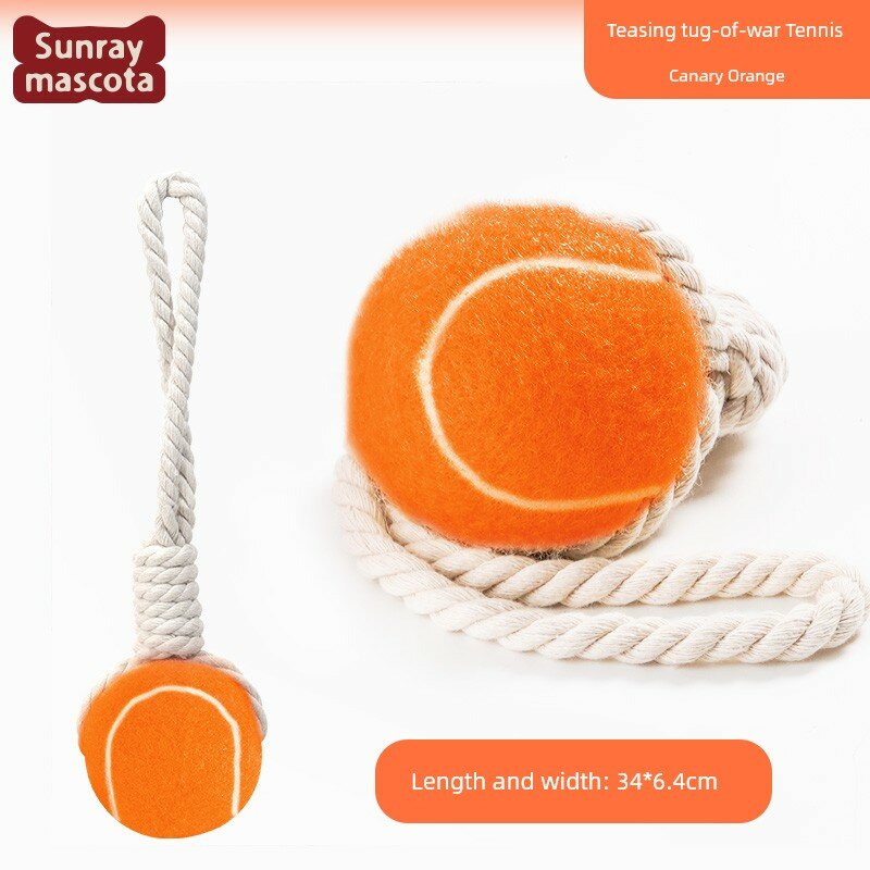 Sunraymascota Собачья игра-тягач в цвете Канарский Оранжевый - Интерактивная теннисная веревка для прорезывания зубов и