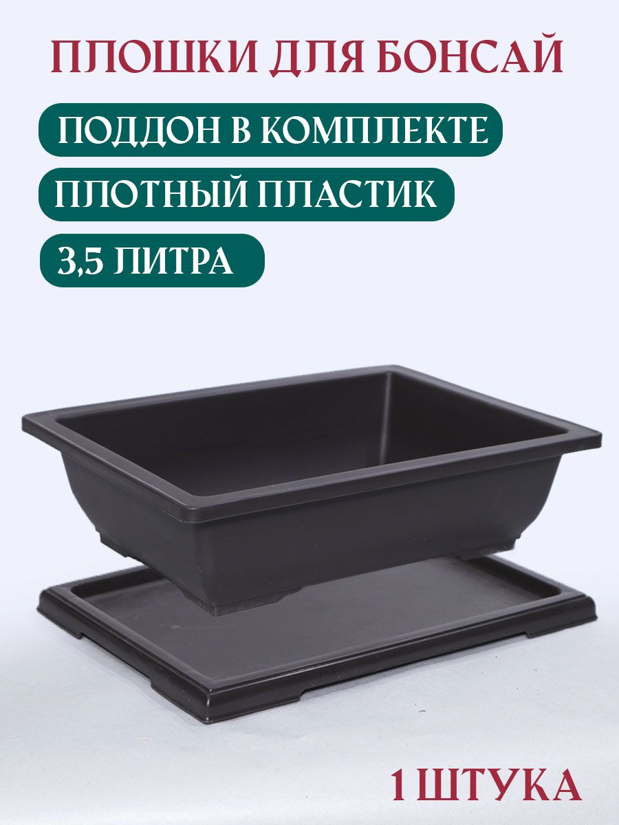Бонсайница с поддоном пластик L 31.5-23.5-8 см