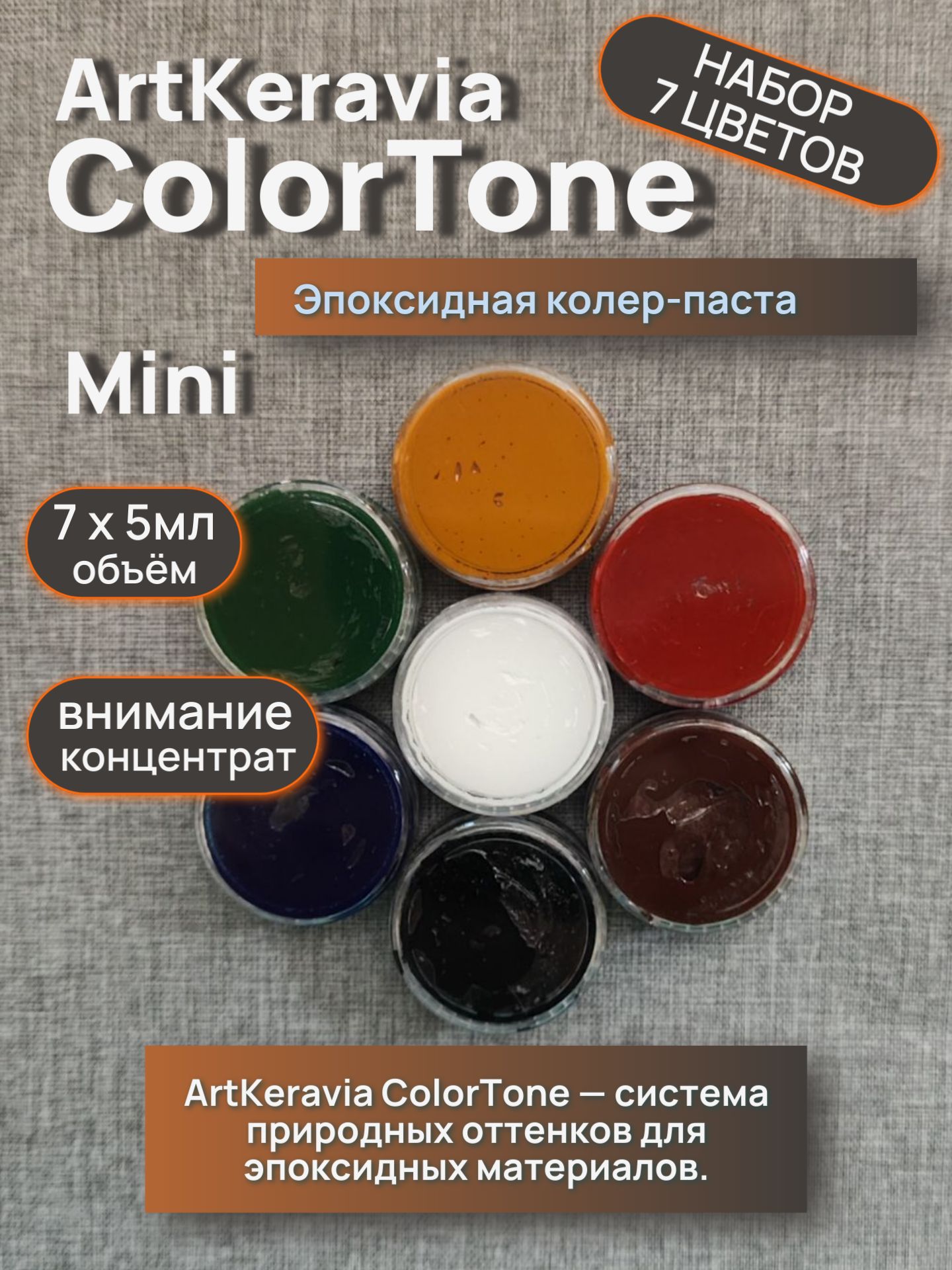 Эпоксидная пигментная паста ArtKeravia ColorTone для ручной колеровки систем ArtKeravia , Набор Mini