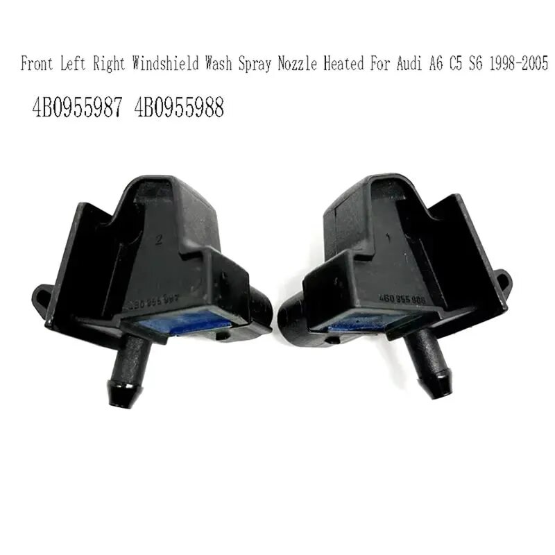 Передние форсунки омывателя со подогревом Audi A6 C5 S6 1998-2005, совместимость с номерами деталей 4B0 955 987/4B0 955 988.
