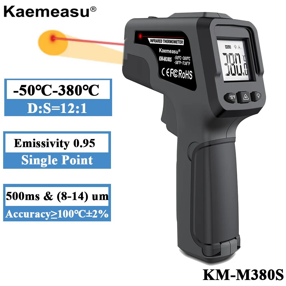 Инфракрасный термометр Kaemeasu KM-M380S -50~380°C, 12:1