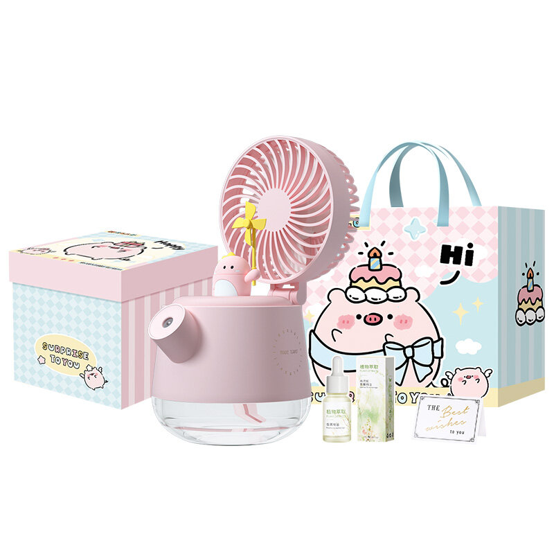 Мини-настольный вентилятор CHIELYUAL QY A04 2, lucky cat (happy birthday gift box), с увлажнителем