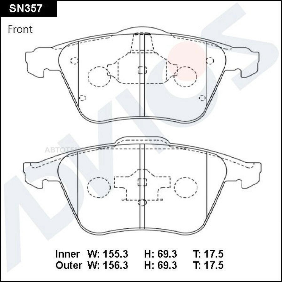 Дисковые тормозные колодки ADVICS передние ADVICS SN357