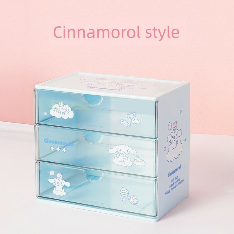 Трехслойный ящик для хранения MINISO Sanrio, настольный ящик для хранения, ящик для хранения косметики и украшений