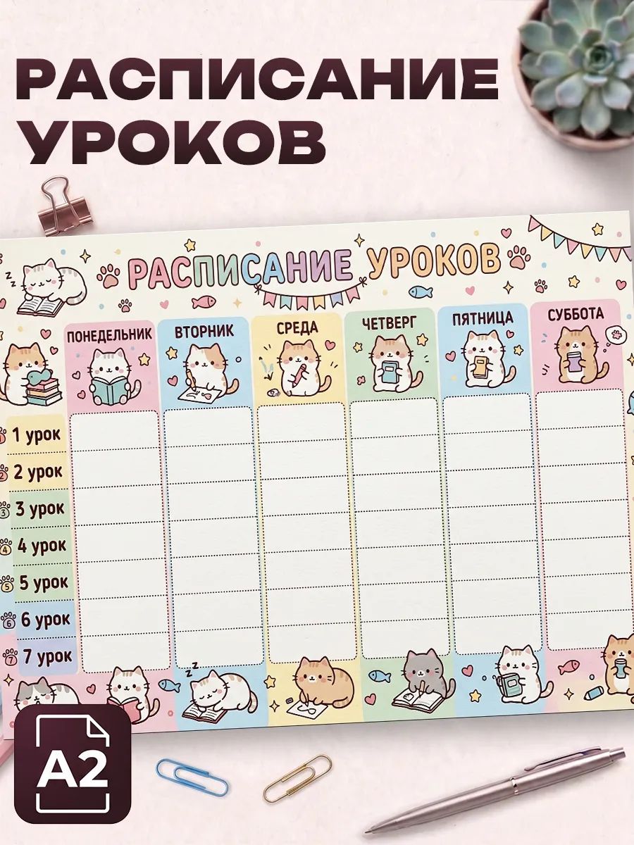 Расписание уроков для девочек котики