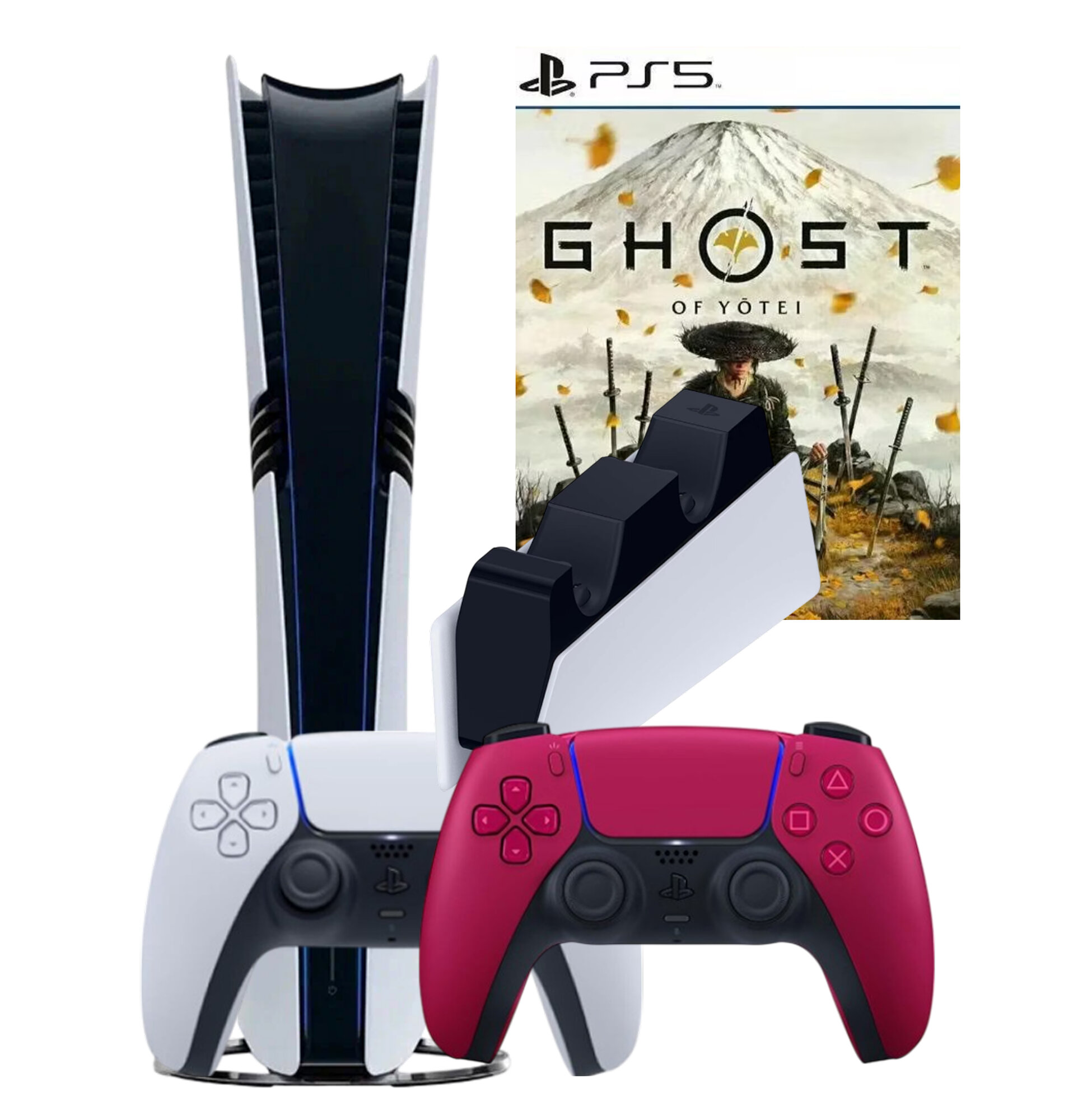 Игровая приставка PlayStation 5 pro+ 2й геймпад Red+ игра Ghost of Yotei+станция зарядки