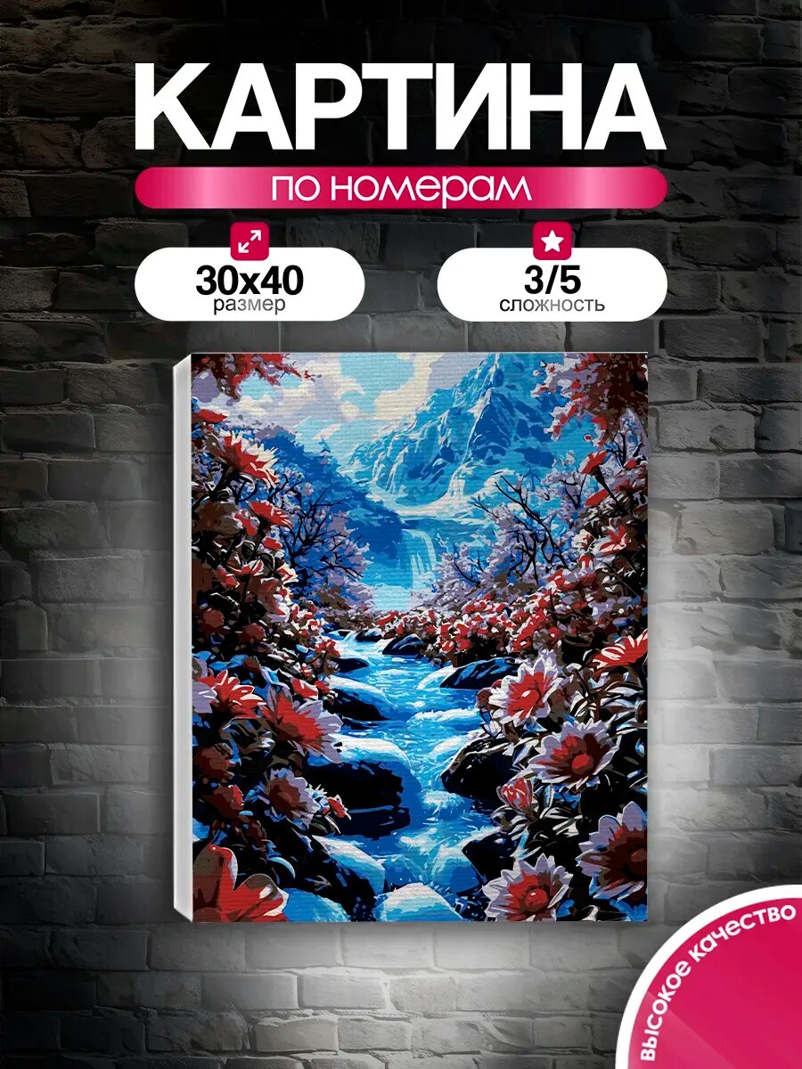 Картина по номерам 30x40 Горный ручей