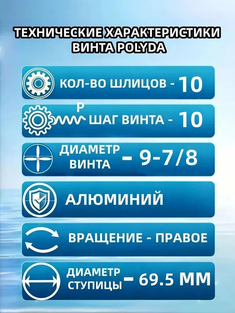 Polyda Propeller Винт для лодки, Цвет черный матовый, Гарантия 14 дней — фото 1