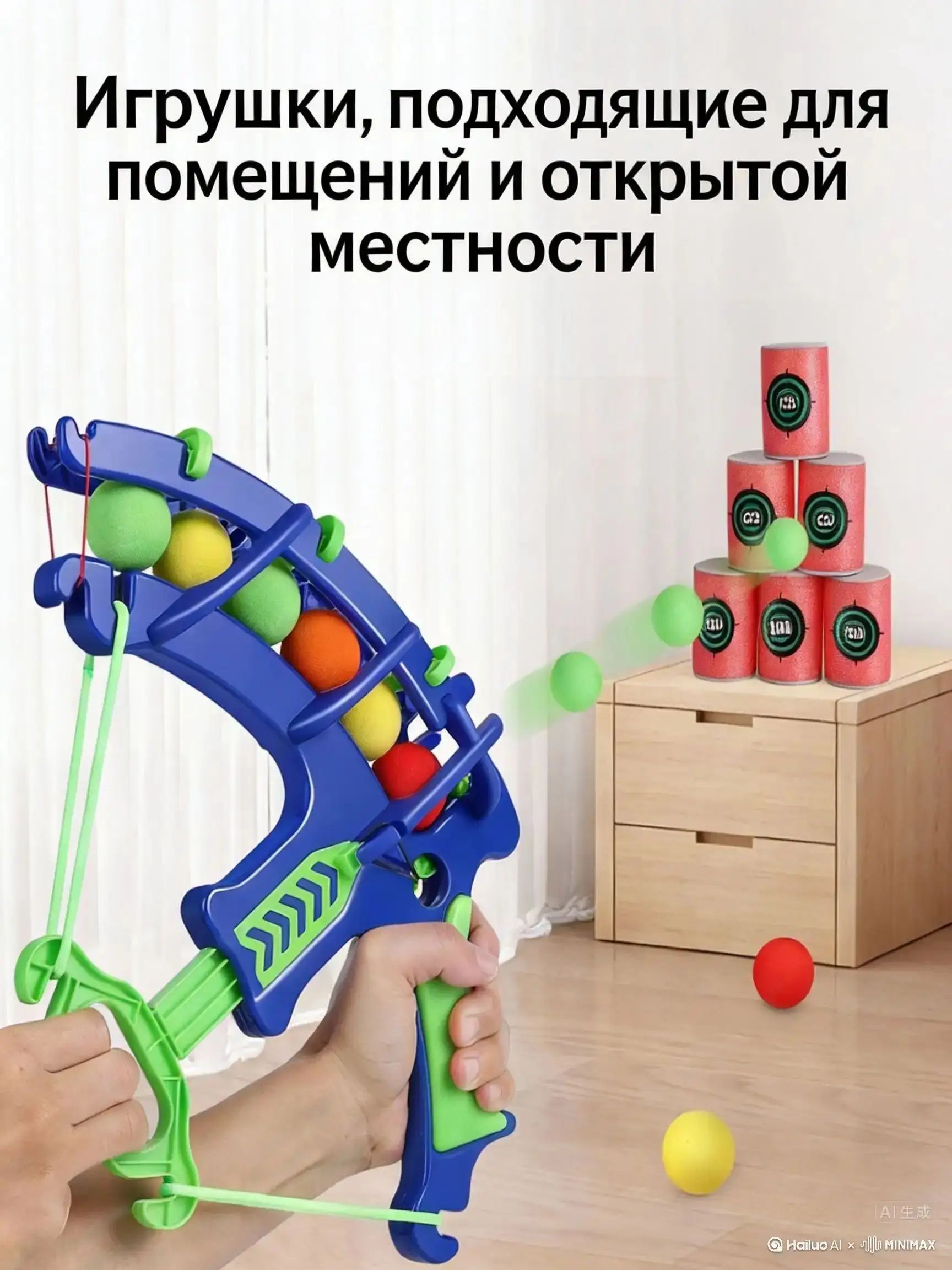 Игрушечный лук и стрелы с мишенью для стрельбы в помещении и на открытом воздухе