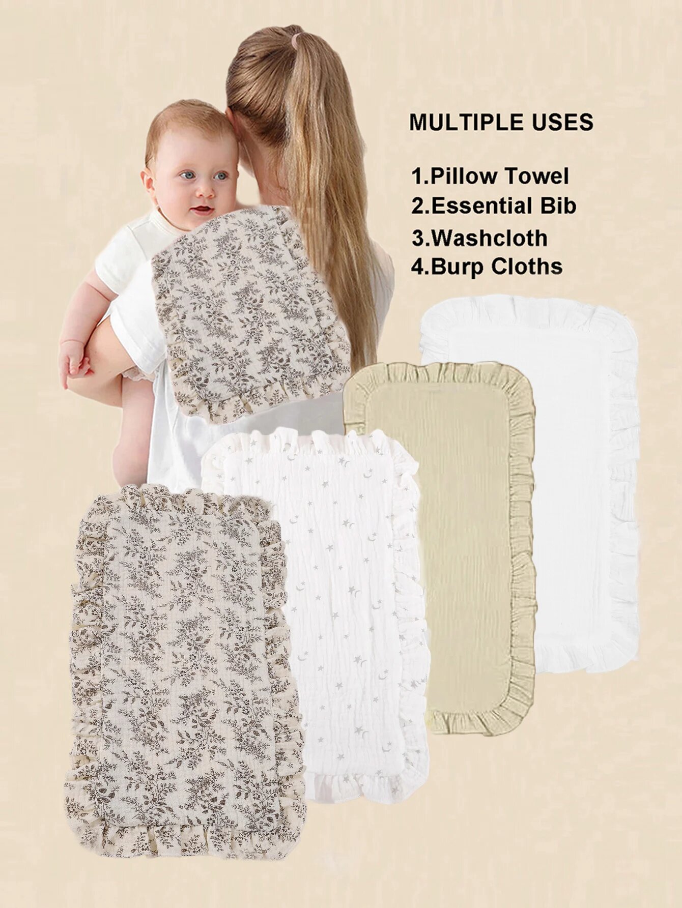 Муслиновые салфетки для отрыжки Baby, 4 шт. 4PCS-YXKB-JE