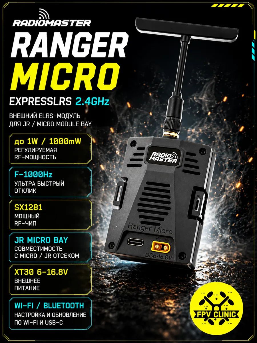 Radiomaster Ranger Micro 2.4 ГГц ExpressLRS RF модуль Wifi Bluetooth 2.4 ГГц Приемник ELRS комбинированный для передатчика TX16S TX12