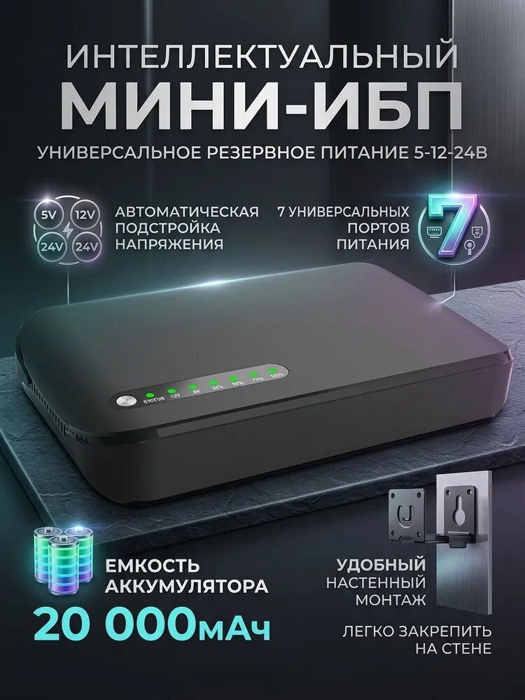 ИБП для роутера 20000 mAh с USB-C и PoE