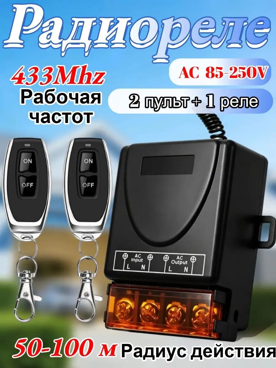 Пульт управления гаражными воротами 433 МГц 220 В, с одним реле и двумя пультами