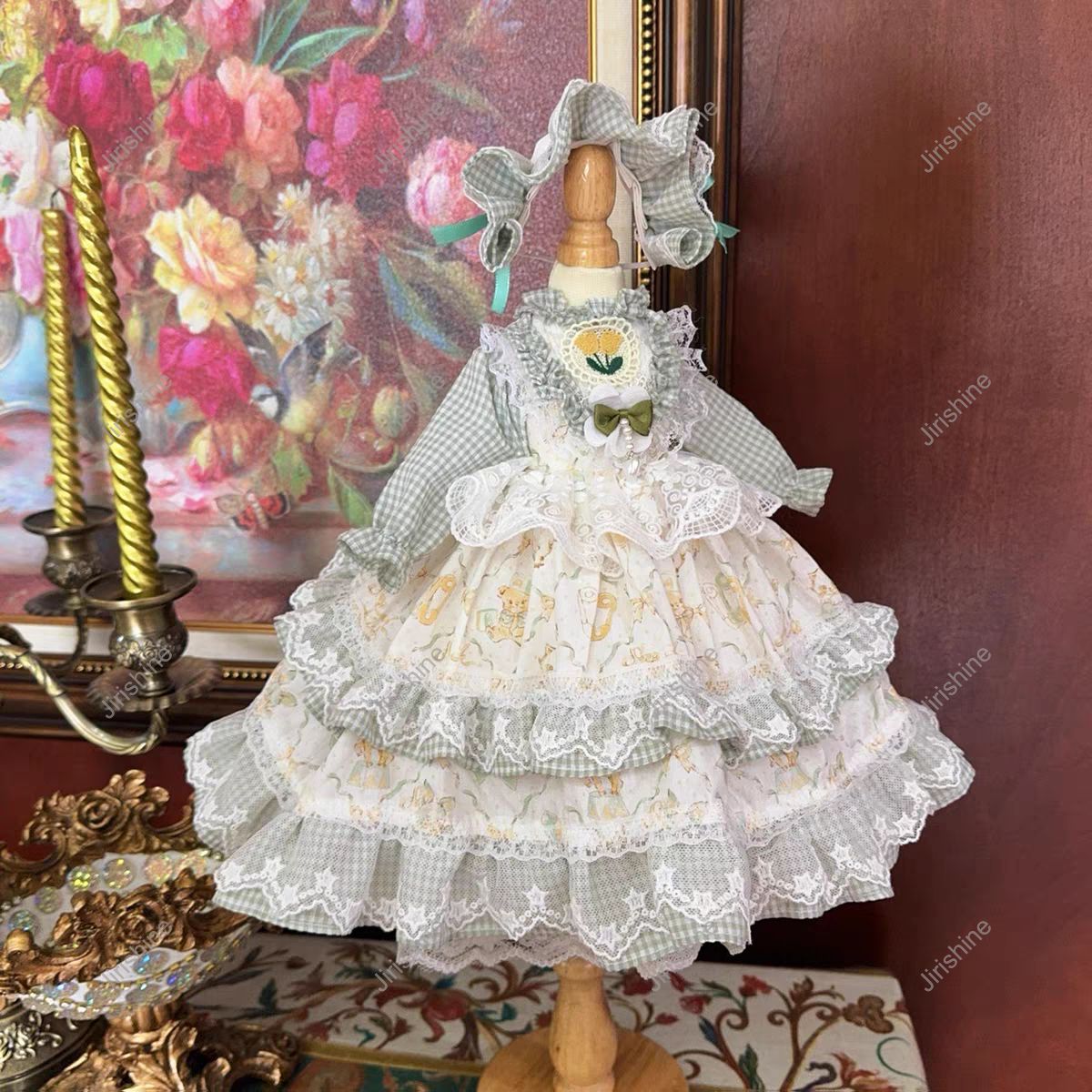 Jirishine Винтажный комплект одежды в стиле Лолита с цветочным принтом для BJD кукол 1/6 (30 см) только одежда, кукла не входит