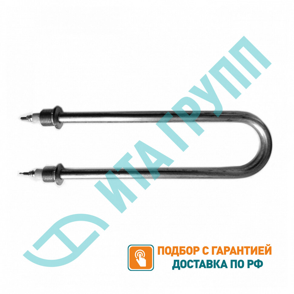 ТЭН для нагрева воды 2кВт L265мм 60А/2,0-Р-220 R30 ф2 Ш1/2, черный металл, 01.202-1