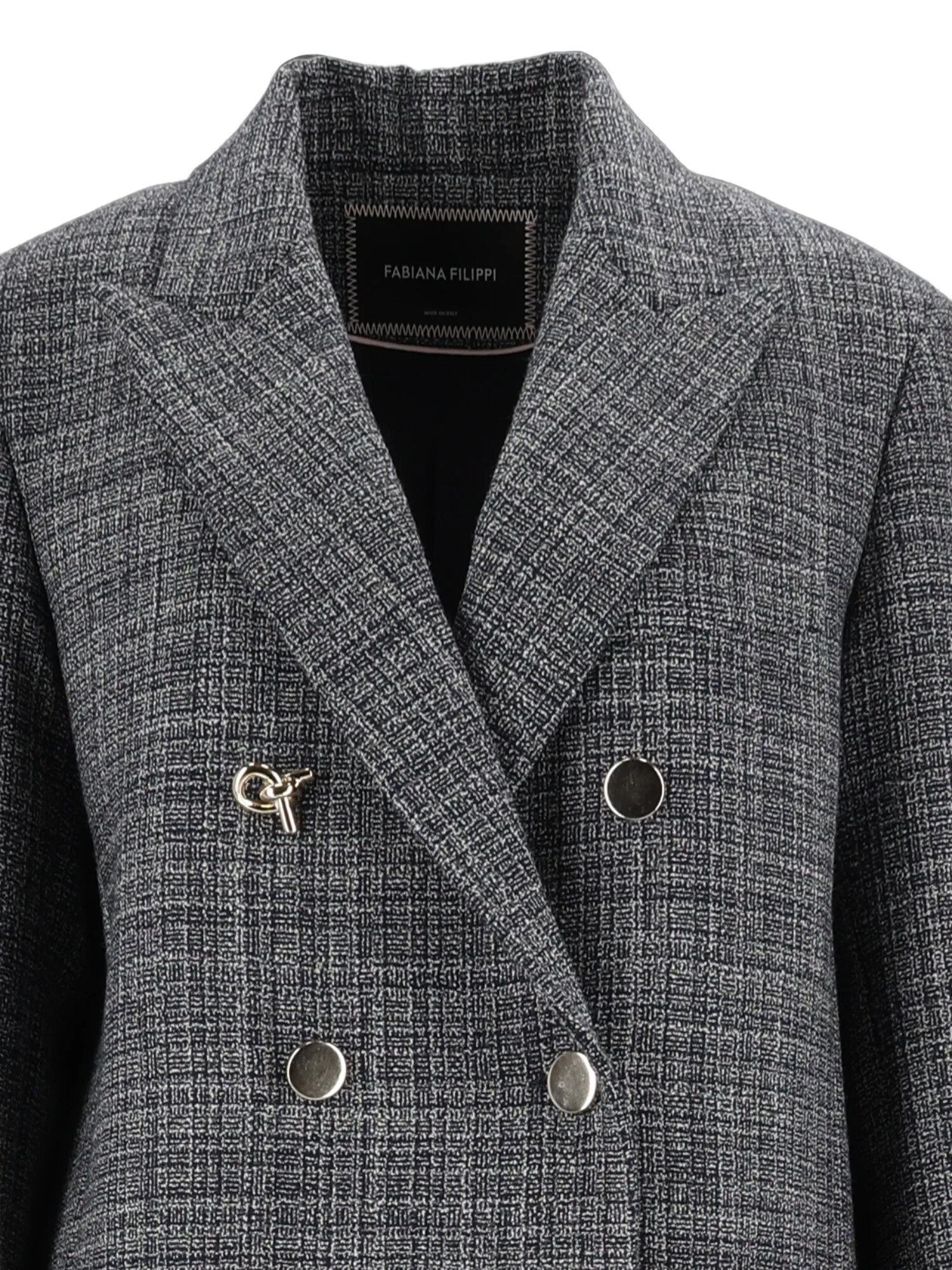 Пальто FABIANA FILIPPI Double-breasted mouliné-effect coat, размер 40, синий — фото 1