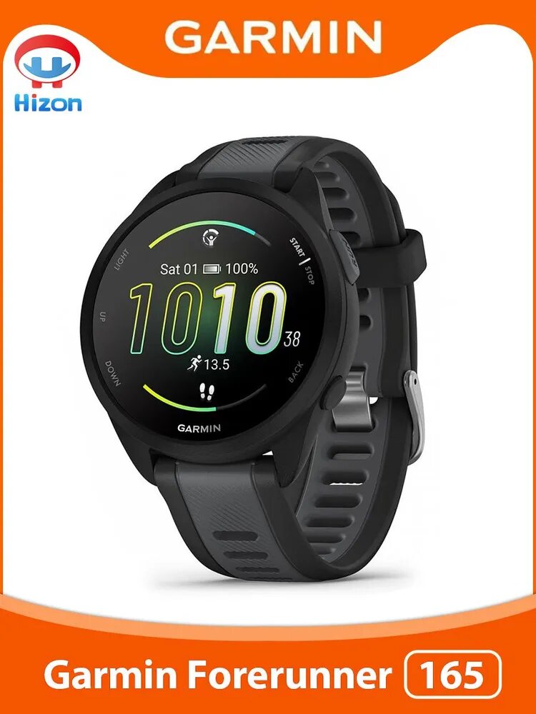 Garmin Смарт-часы Forerunner 165 Поддержка русского языка 1,2' AMOLED Экран Bluetooth ANT+, 30.4mm, Forerunner 165 Черный