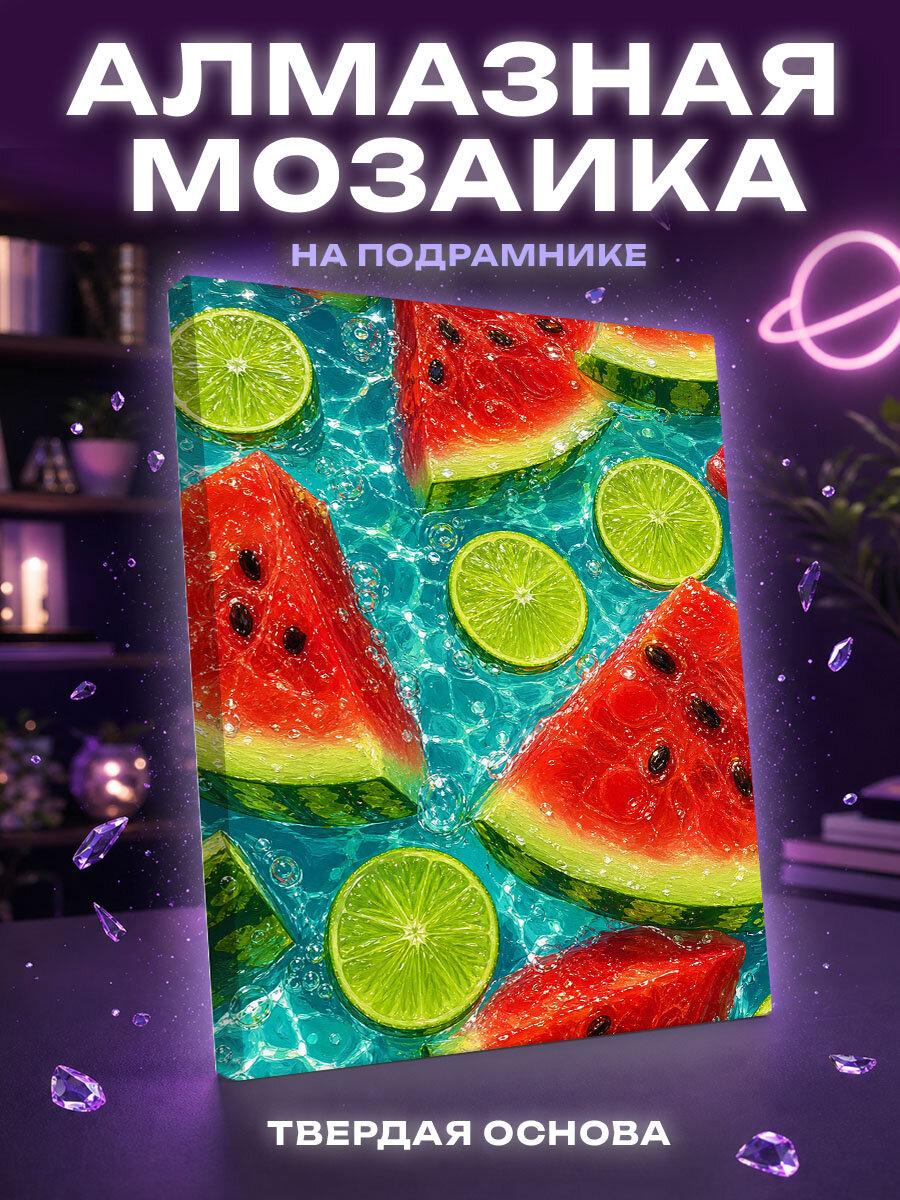 Алмазная мозаика Арбуз и лайм в бирюзе