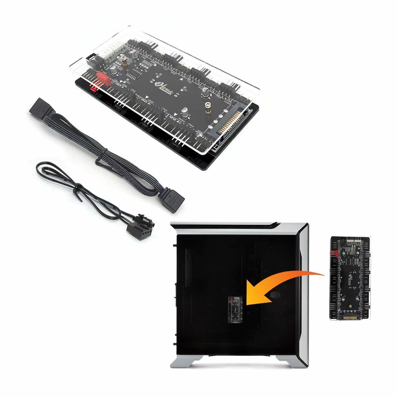 Преобразователь 12V в 5V ARGB Хаб для управления вентиляторами 4PWM с 3Pin/4Pin