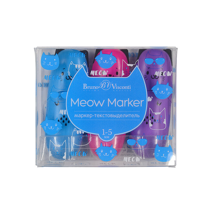 Набор текстовыделителей "Meow Marker" 3 штуки 22-0105 "Bruno Visconti"