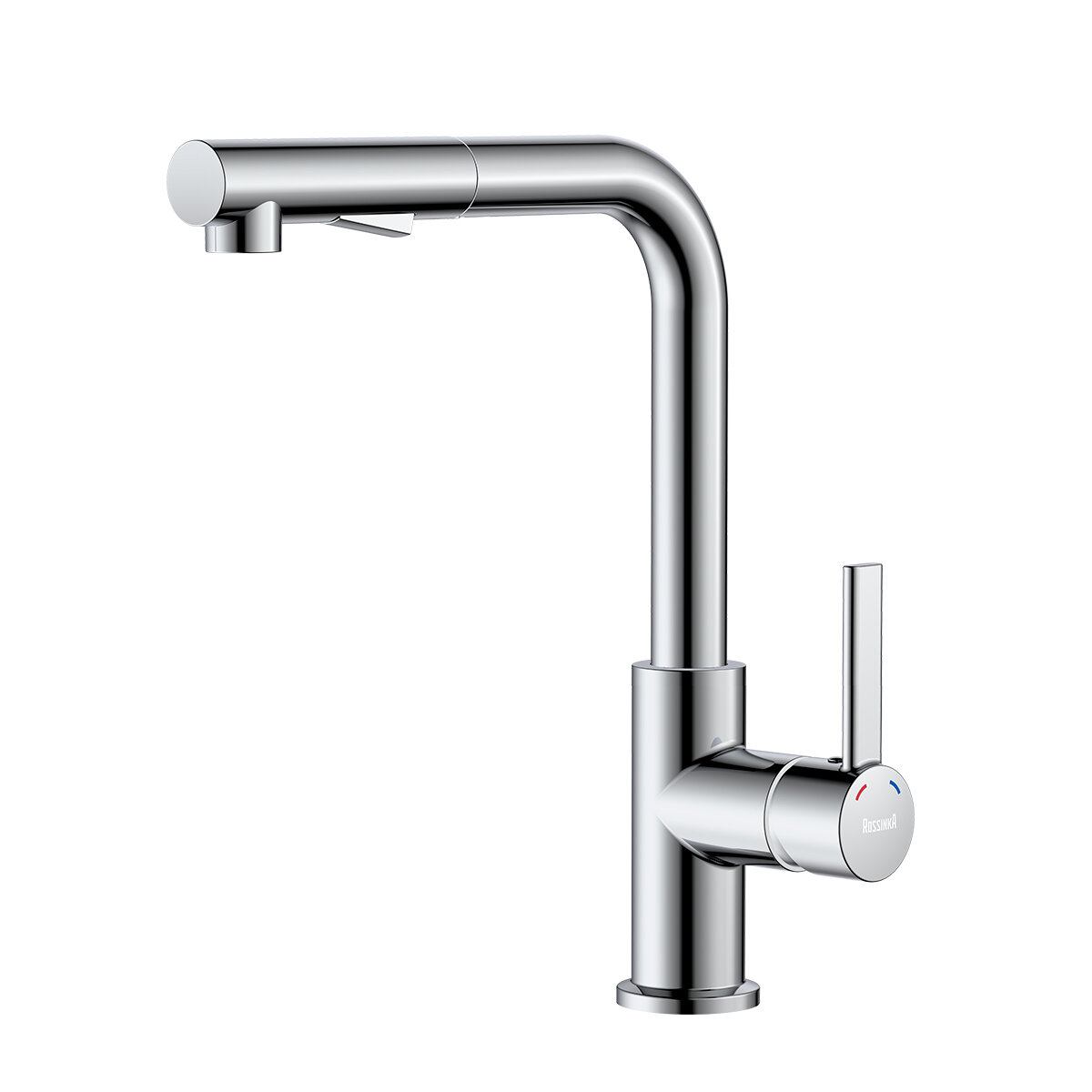 Смеситель для кухни Rossinka Z35-38, с вытяжным изливом, однорычажный, хром