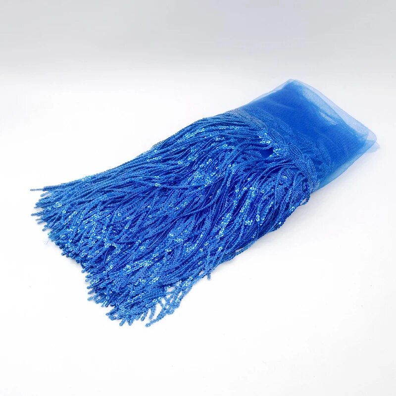 Синяя бахрома кружевная Organza 20см, 2 ярда