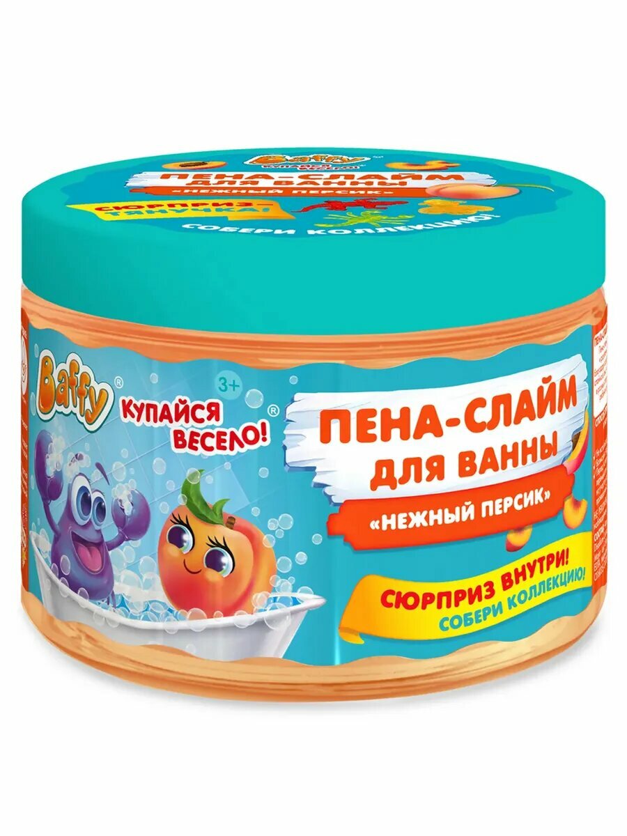 Baffy Пена-слайм для ванны с сюрпризом, Нежный персик, 300 м