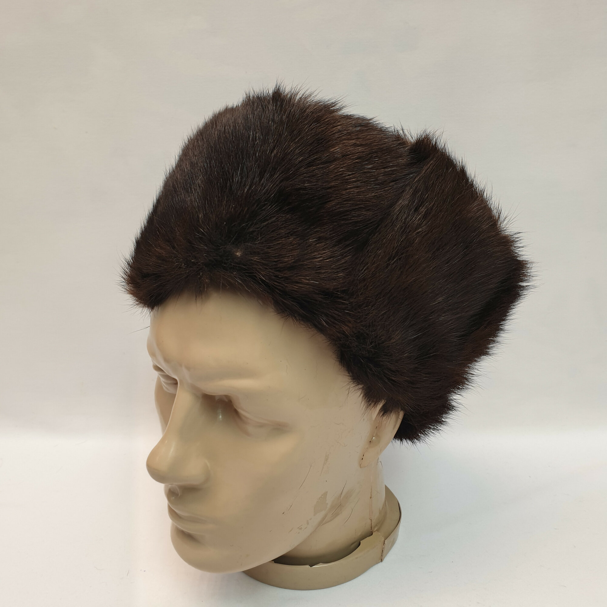 Шапка ушанка из натурального меха, обхват головы 55 см. Винтаж СССР