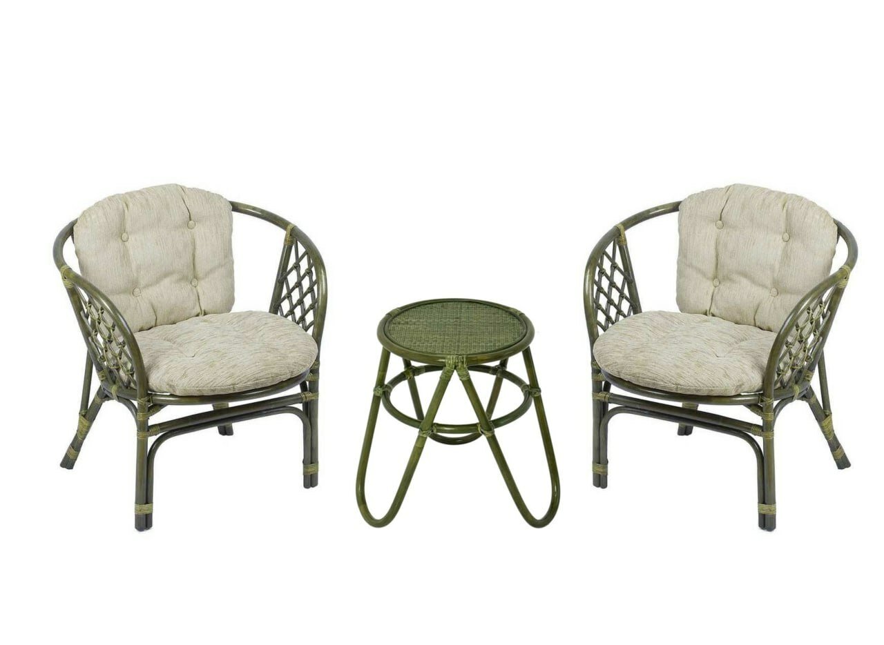 Комплект садовой мебели Багама Kiwi из натурального ротанга с бежевыми подушками, цвет олива