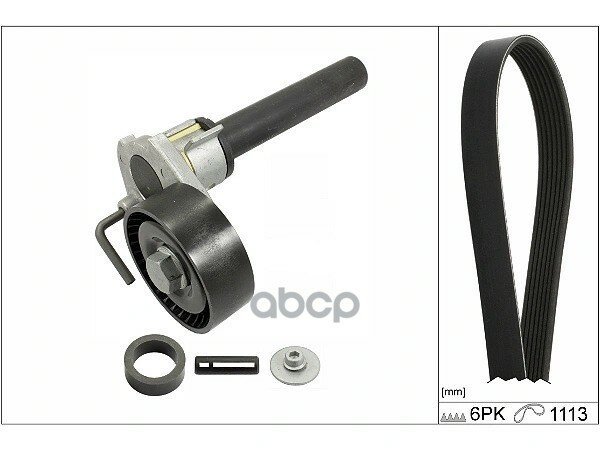 Натяжитель ремня генератора +ремень Audi/VW 06J903133A 6PK1113 1.8-2.0TSI 529051410-INA/06J903133A=06J903133D 6PK1113 06J260.