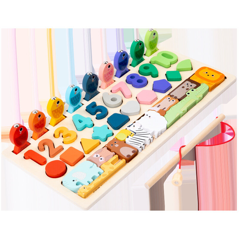 Детская развивающая игра с блоками для раннего обучения, сборная доска с цифрами, обучающая игрушка для малышей с цифрами и формами.