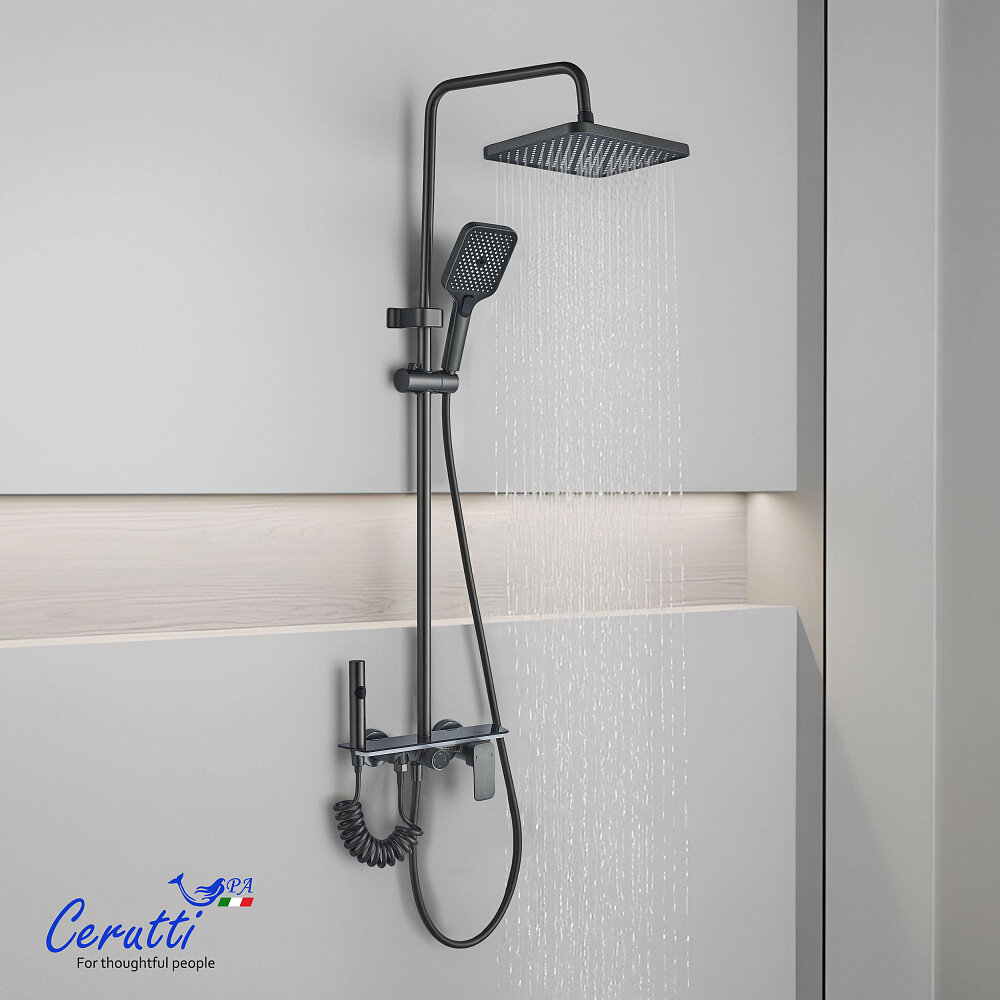 Душевая стойка Ceruttispa ARRIGO цвет графит, 11358