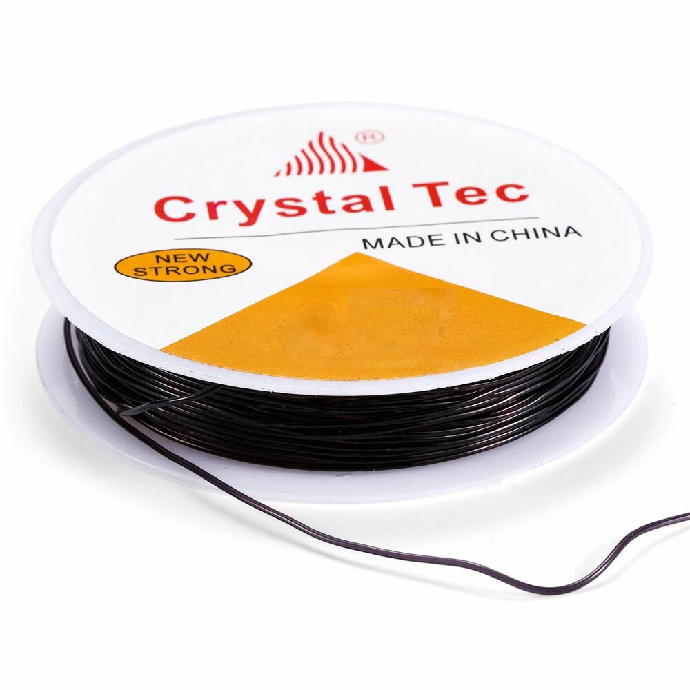 Нить резинка для браслетов прочная, леска для браслетов эластичная 1,0 мм, длина 1 катушки - 3 м, цвет черная-