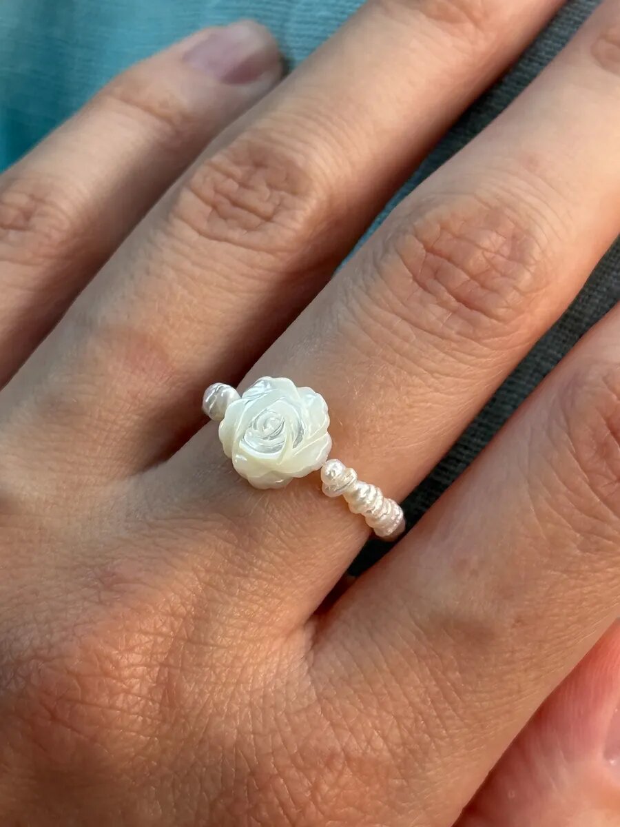 Кольцо, жемчуг культивированный