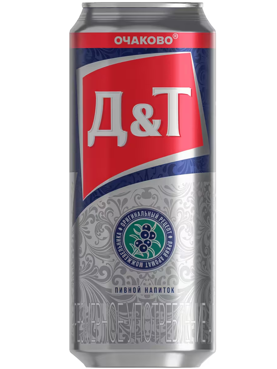 Пивной напиток Очаково Д&Т, 0,45 л, 7% крепость, в железной банке