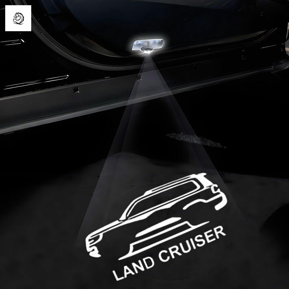 Лазерная проекция логотипа Toyota Land Cruiser и Prado на землю: светодиодная дверная подсветка, простая установка без сверления