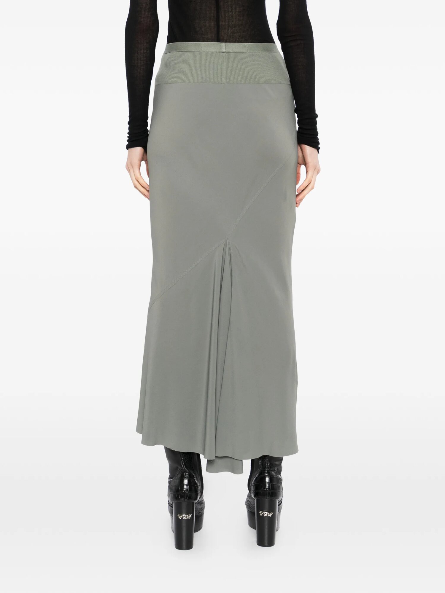 Юбка Rick Owens Puddle hem fitted skirt, размер 38, зеленый, — фото 1