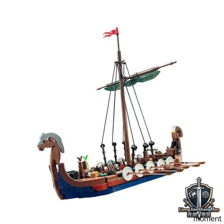 Конструктор Корабль викингов 454 детали деревянный для сборки модель