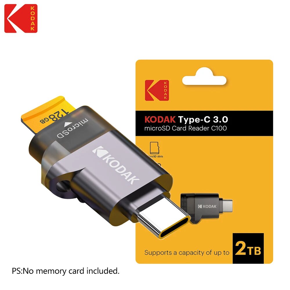Kodak Micro SD карта памяти 128 ГБ, Class 10 C100 card reader